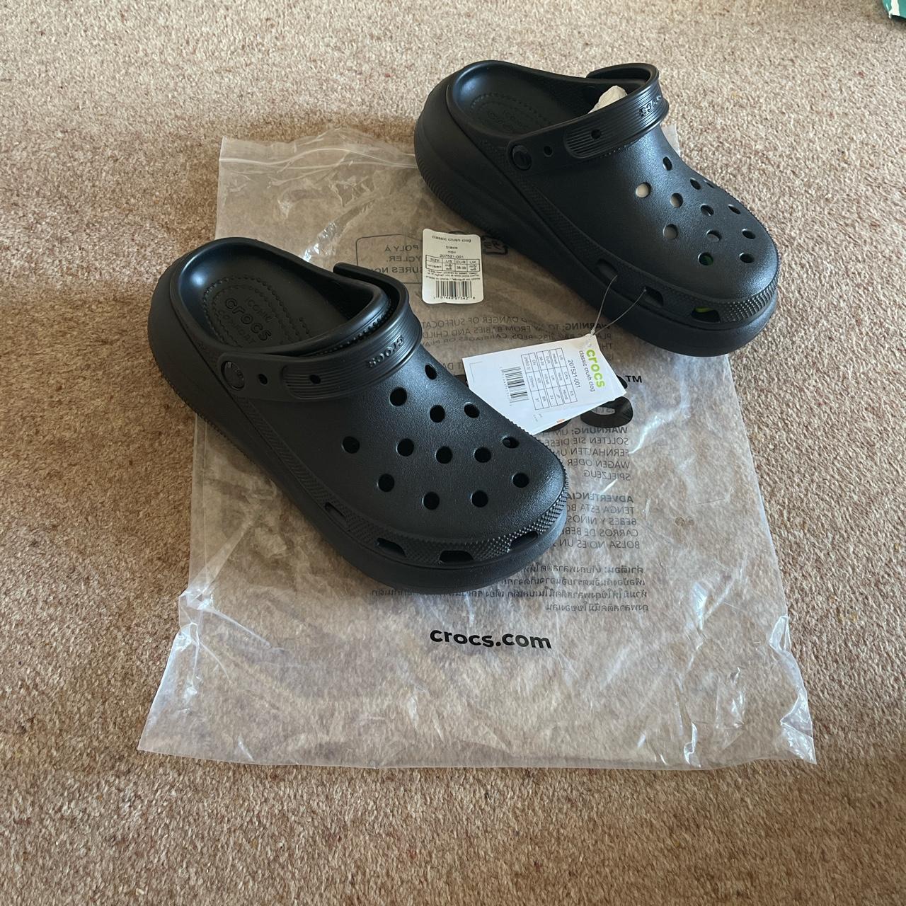 Crocs black classic crush platform crocs size 38/39... - Depop