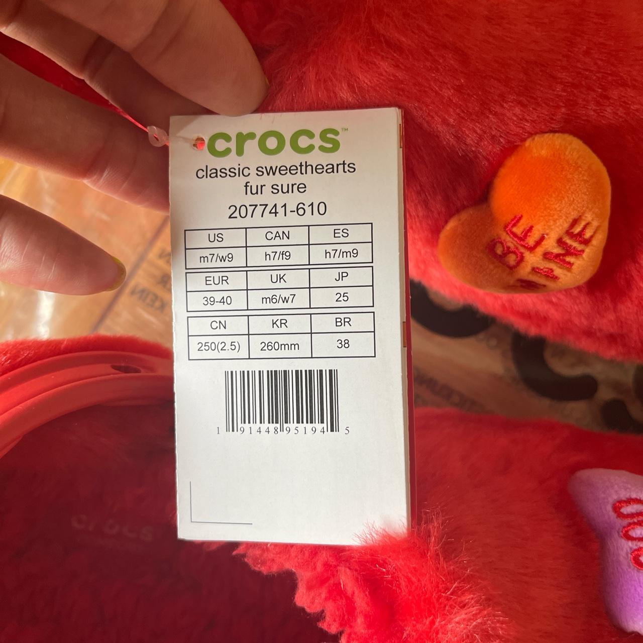 Crocs rare classic sweethearts fur sure red crocs... - Depop