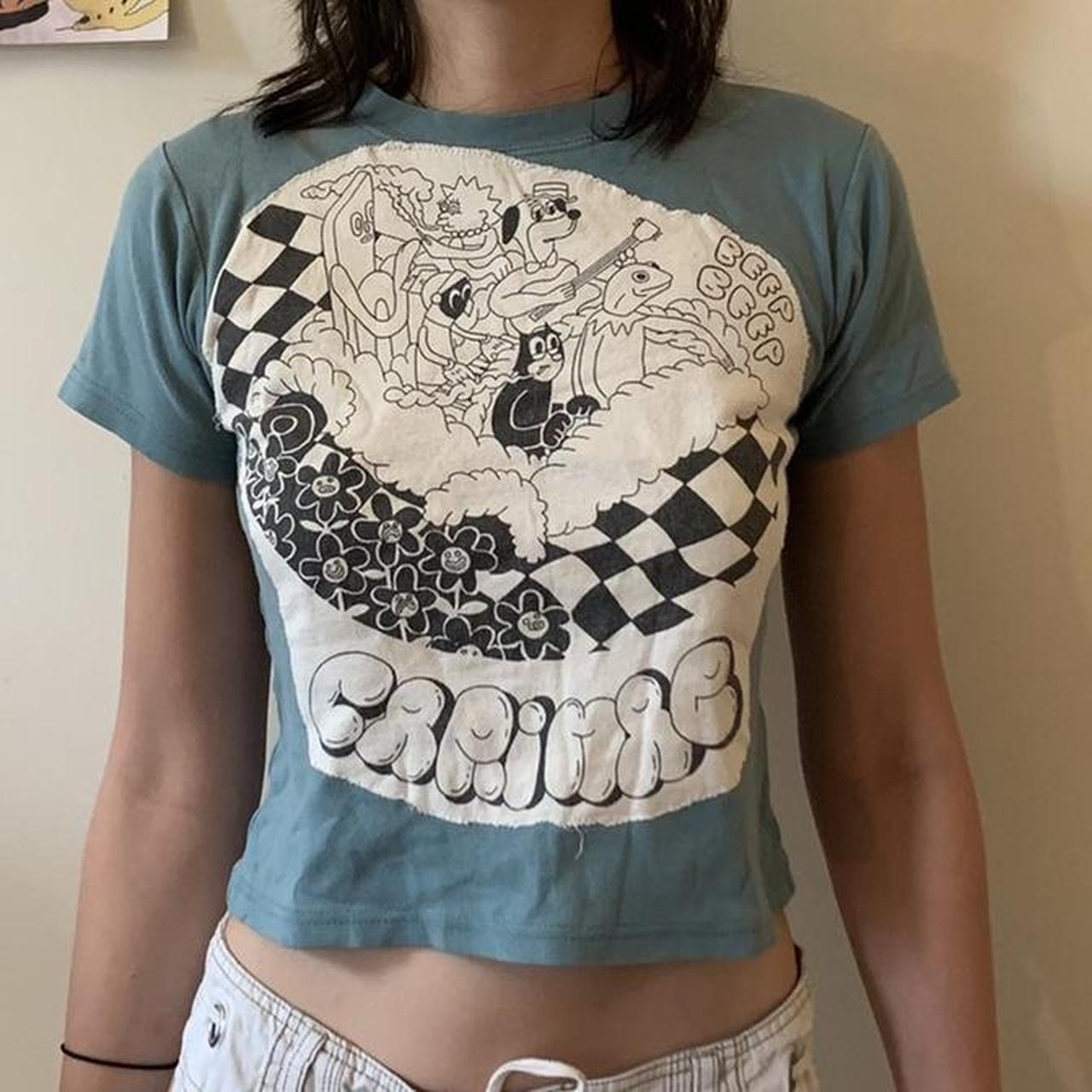 BAND TEE cute baby blue band t shirt. Hand made!... - Depop