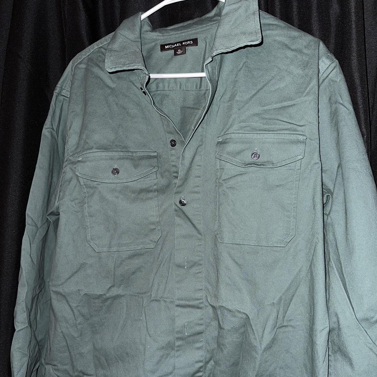 micheal kors green button up - Depop