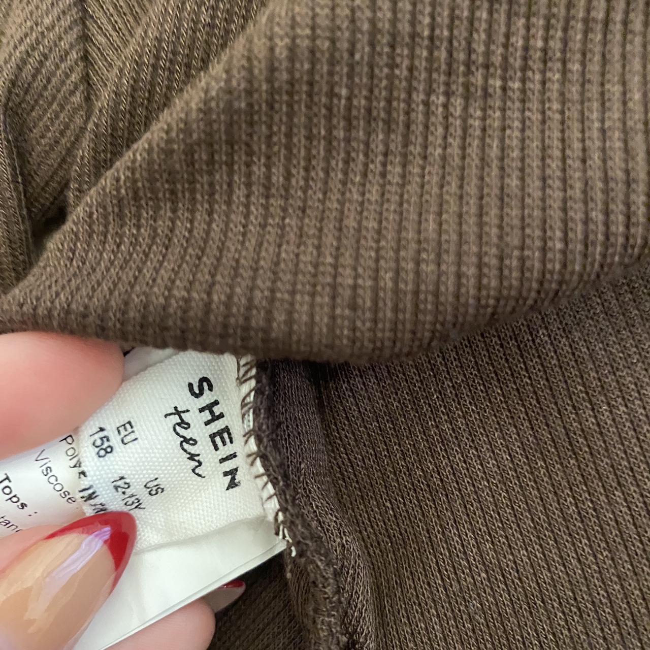 super cute shein brown, one-shoulder long sleeve... - Depop