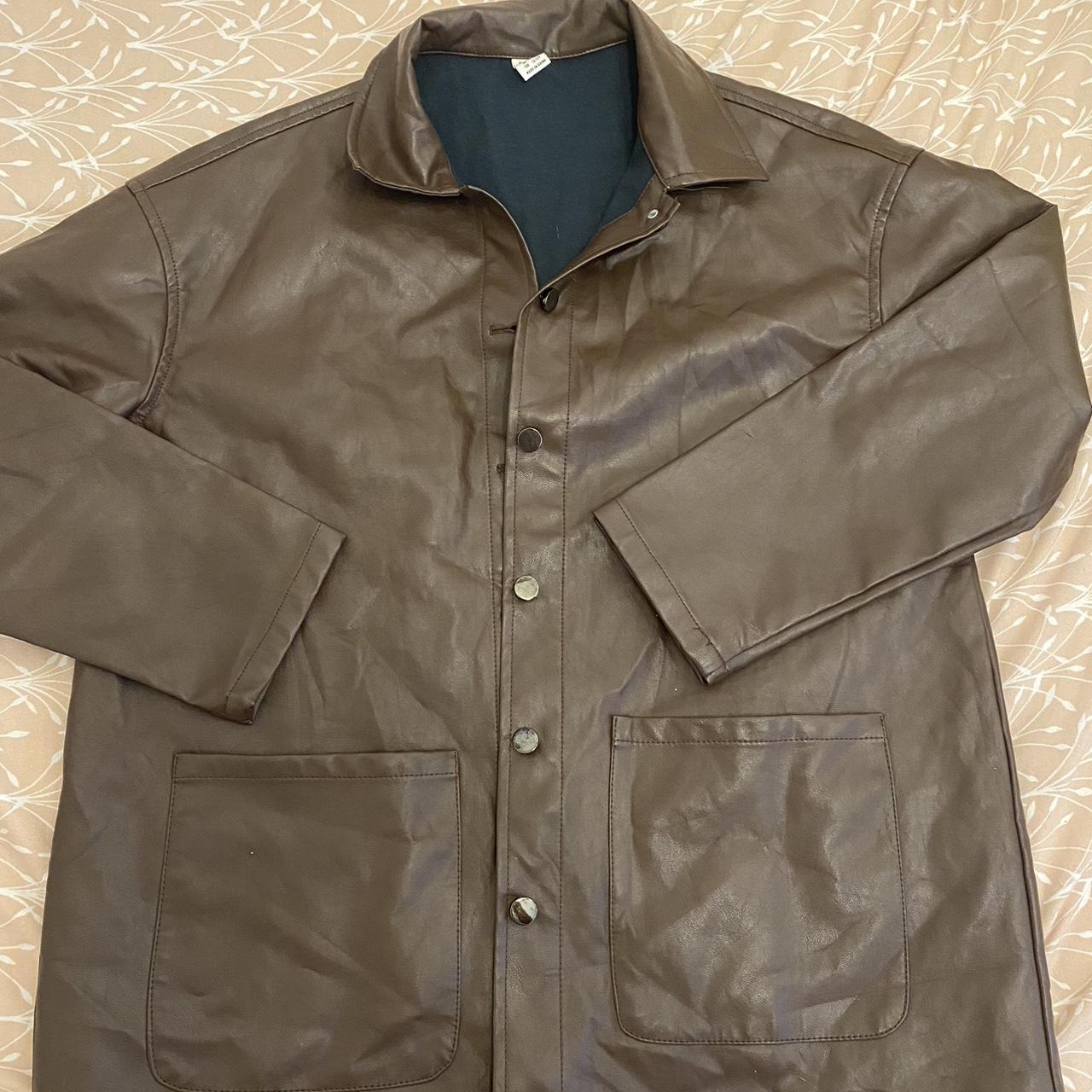 adorable brown faux leather shein jacket🤎🐻 Remus... - Depop