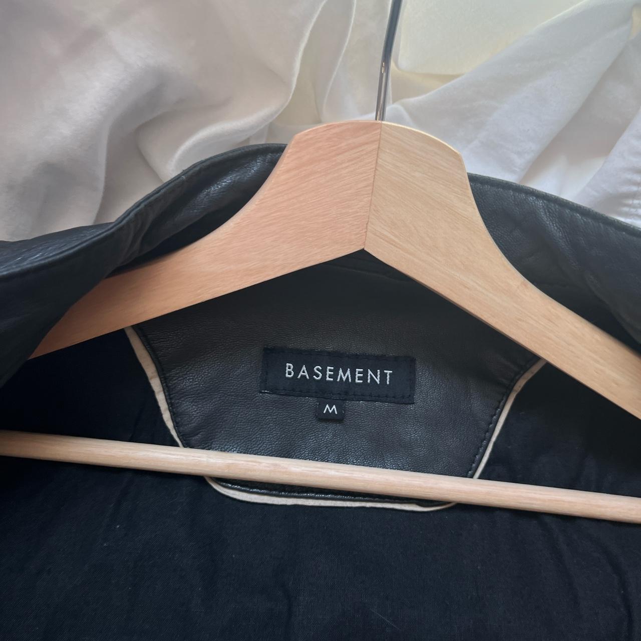 vintage basement real leather jacket size m looks... - Depop