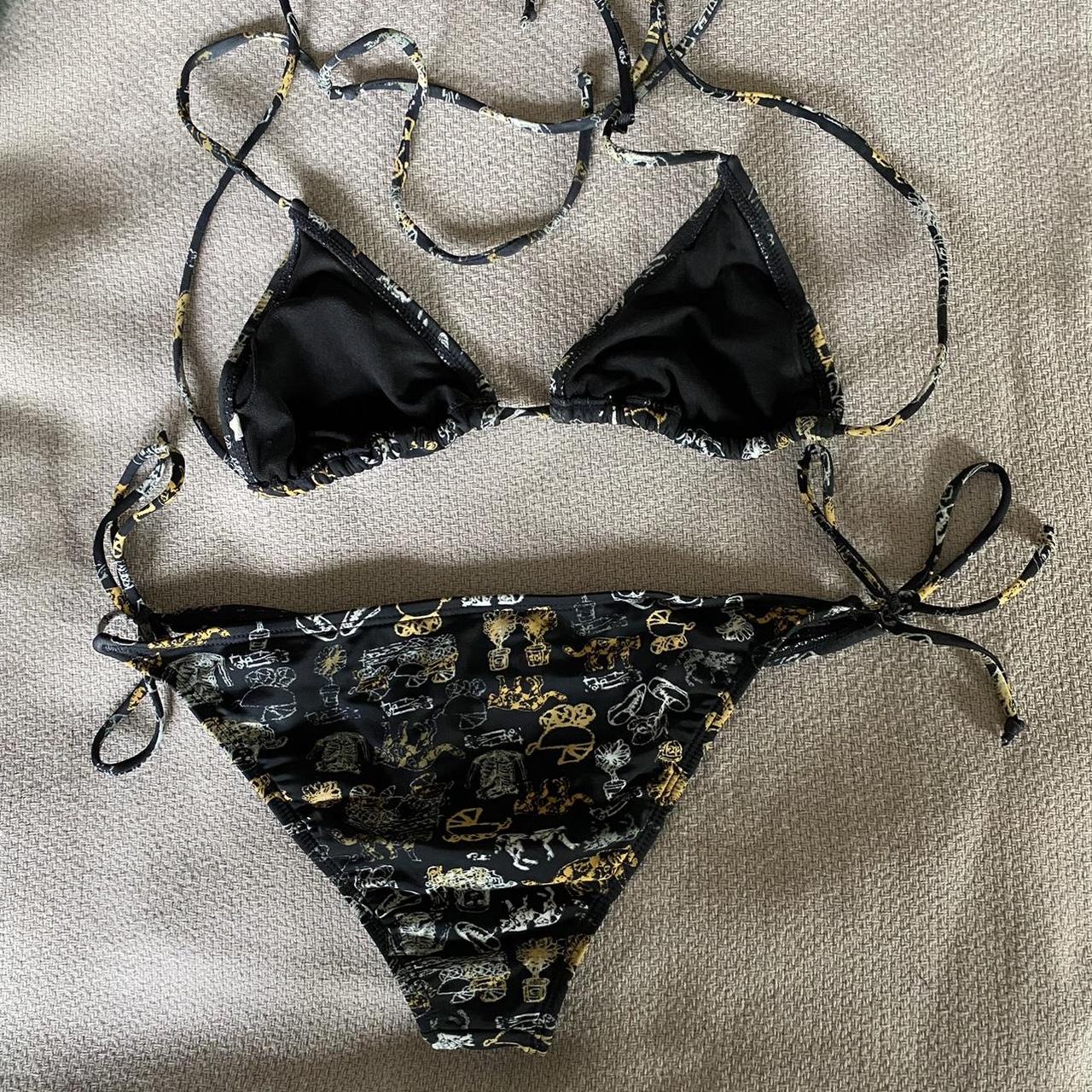 Cute black and gold string bikini, both size S. - Depop