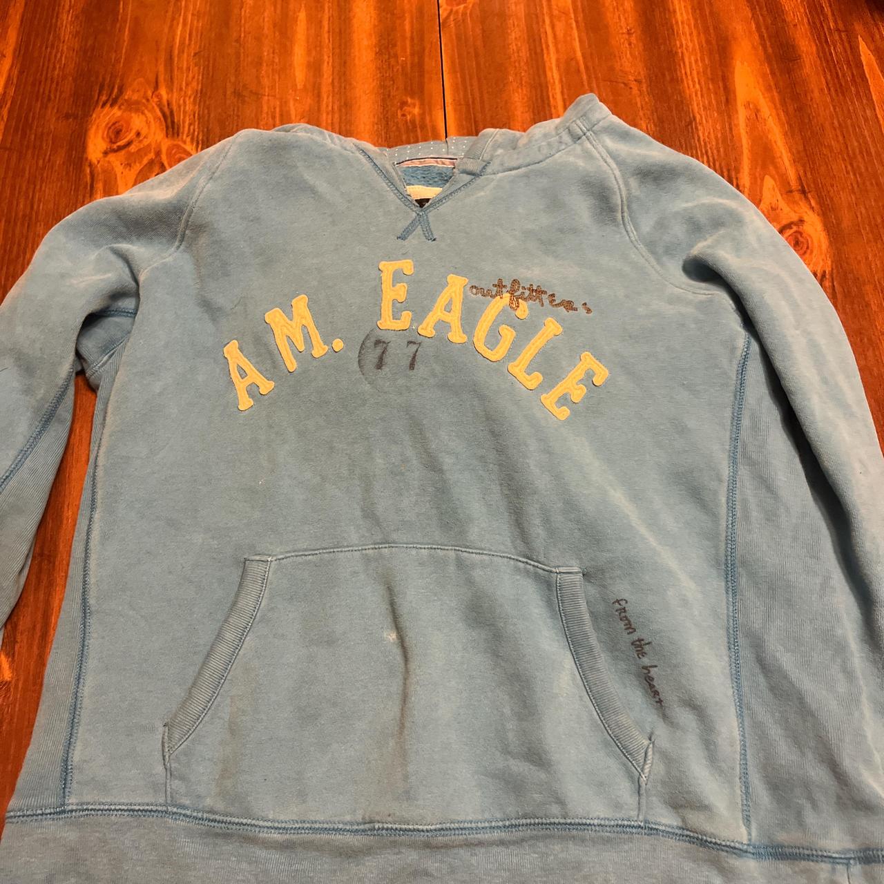 vintage blue American Eagle hoodie! Size large but i... - Depop