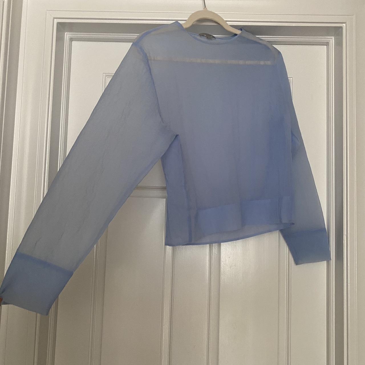 COS size 6 sheer blue top Very airy, stiff... - Depop