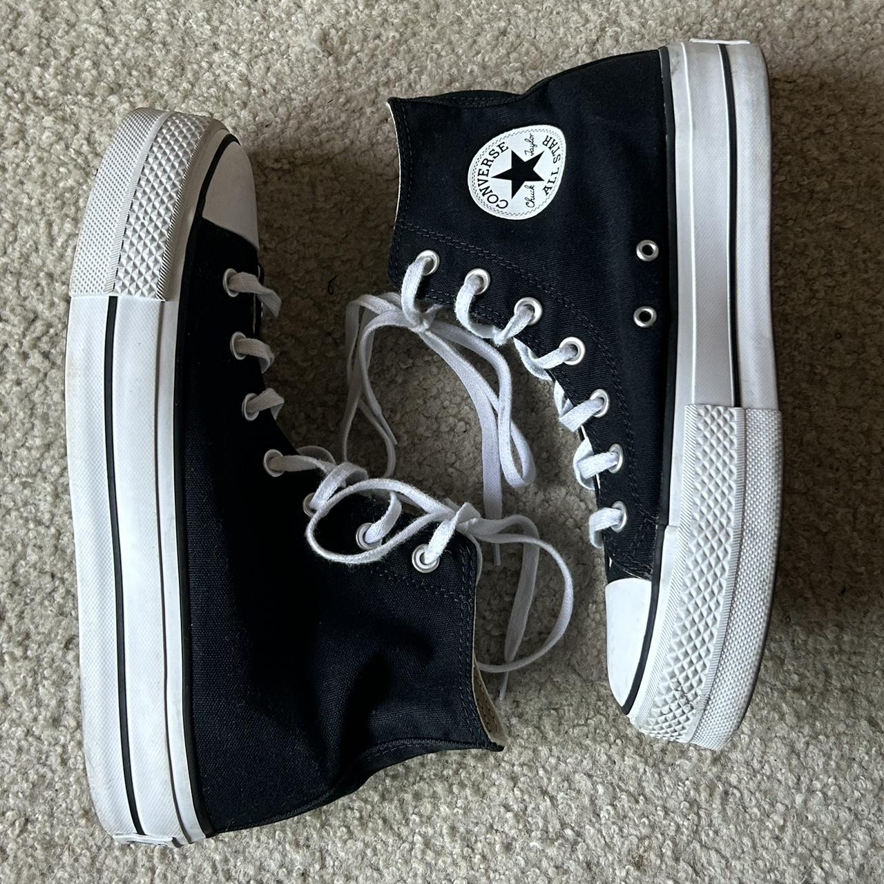 black platform converse women's size 9, fits a... - Depop