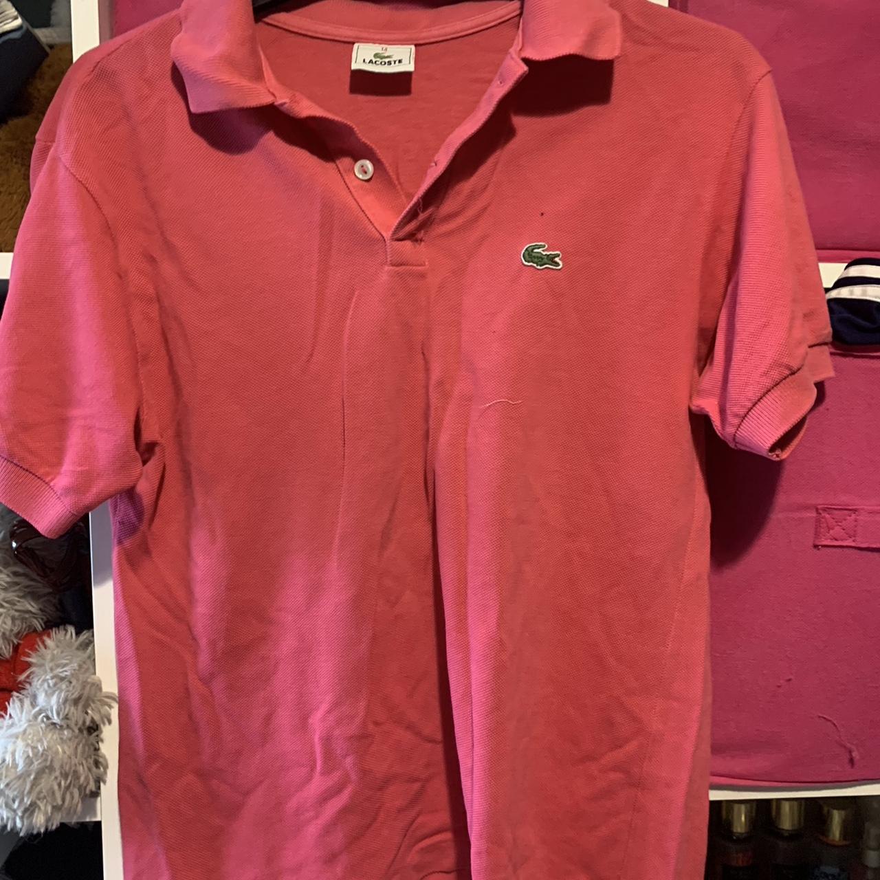 pink Lacoste polo fits nicely as a size 4/6 x worn a... - Depop