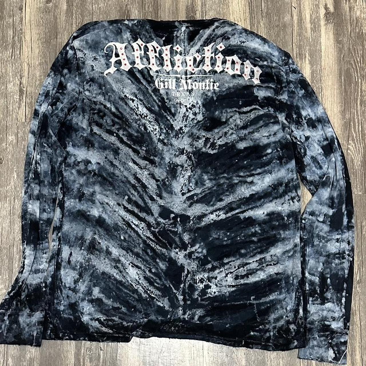 Affliction graphic embroidered thermal with... - Depop