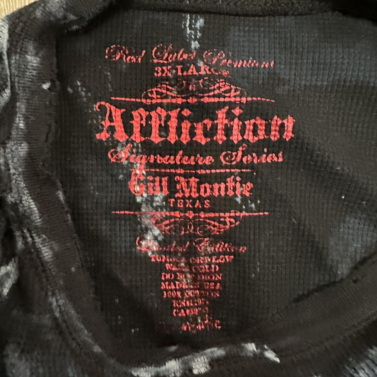 Affliction graphic embroidered thermal with... - Depop