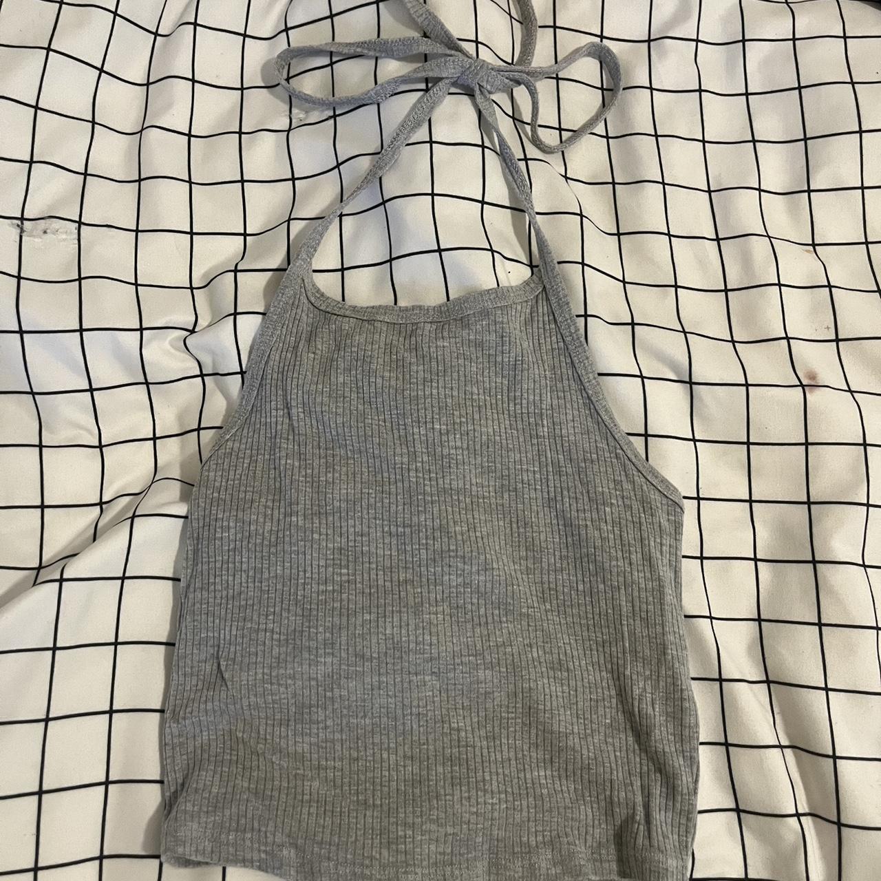 grey halter top, super stretchy and very lightly... - Depop