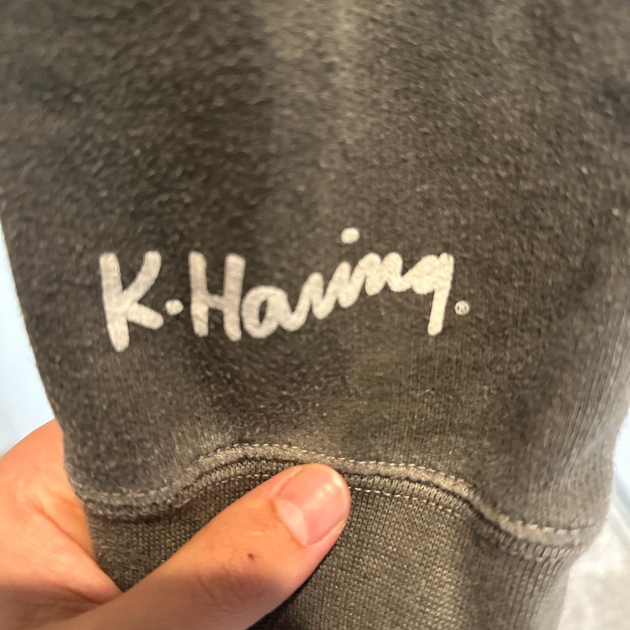 Keith Haring Large Hoodie, Dark Grey - Depop