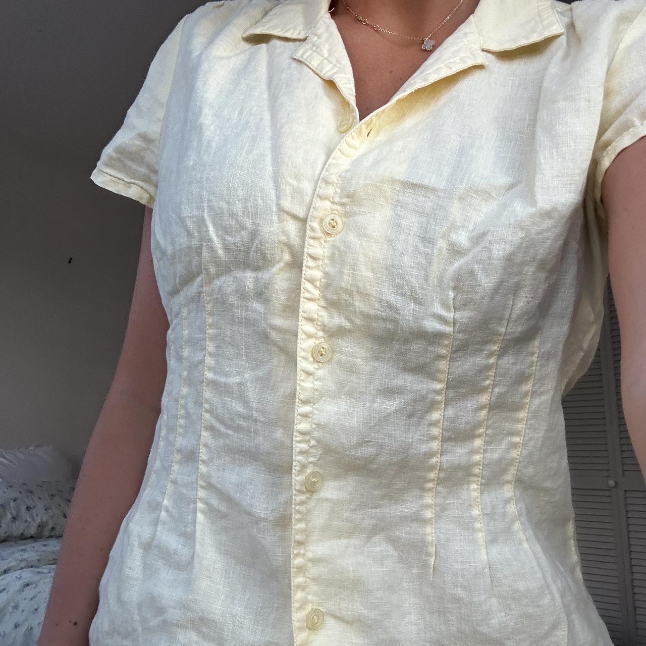 Yellow Vintage Button down So so cute on Fits a... - Depop