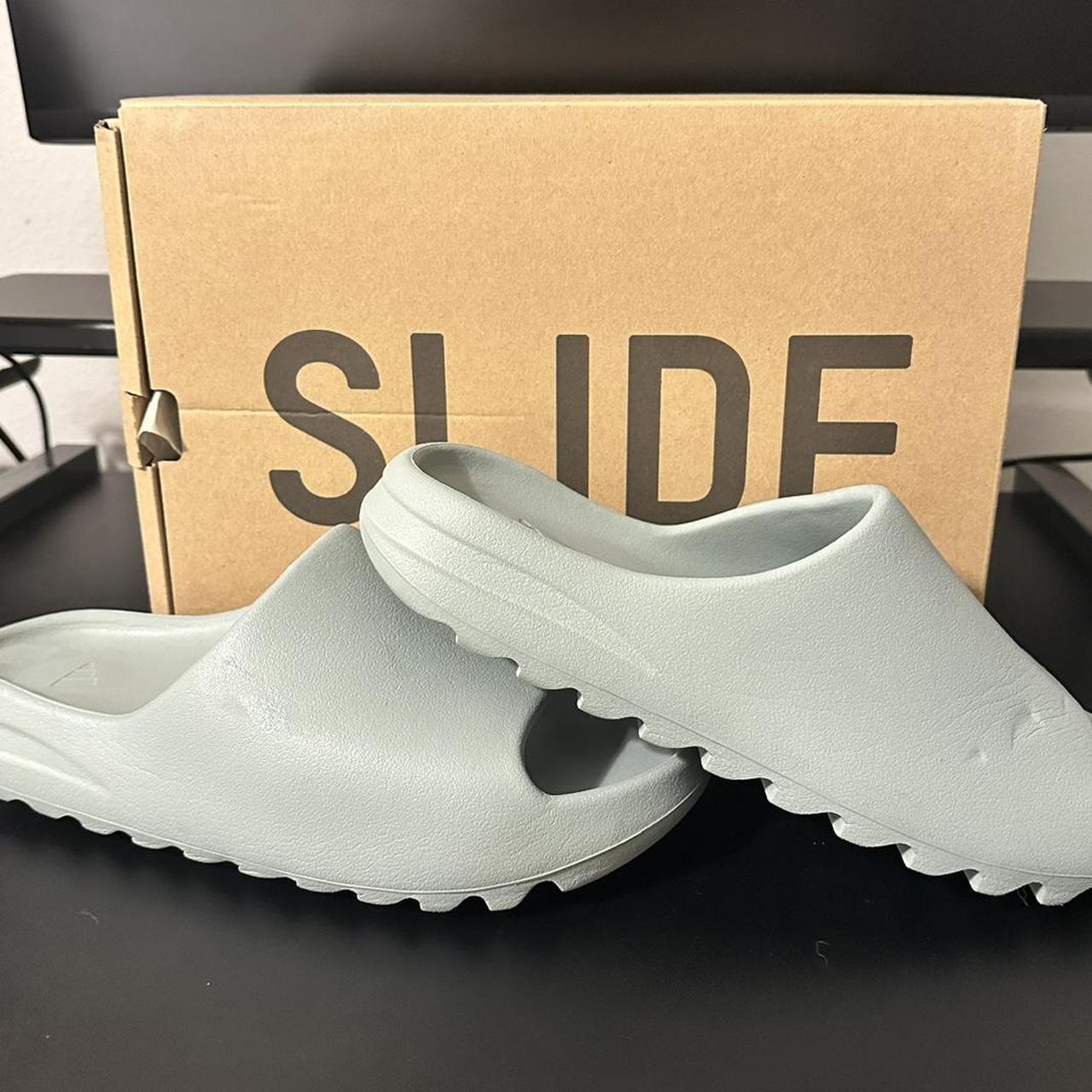 Salt Yzy slides with BOX!! Size:11 Send me offers | Depop