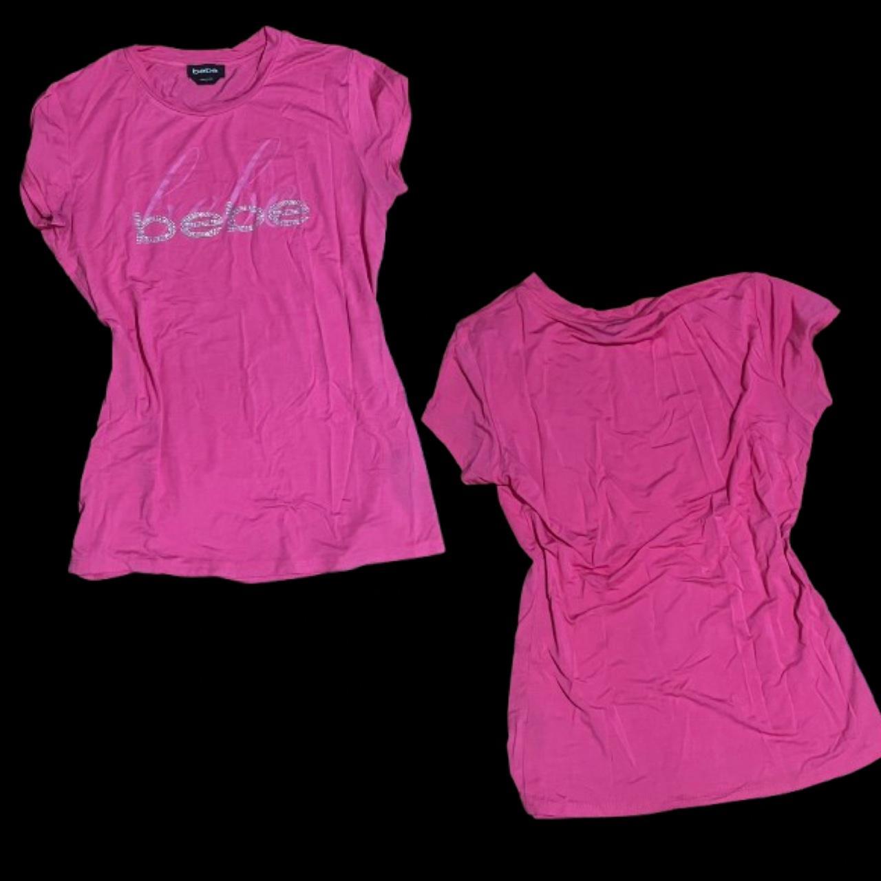 hot pink bebe shirt size s DM BEFORE BUYING 🖤🖤🖤 no... - Depop