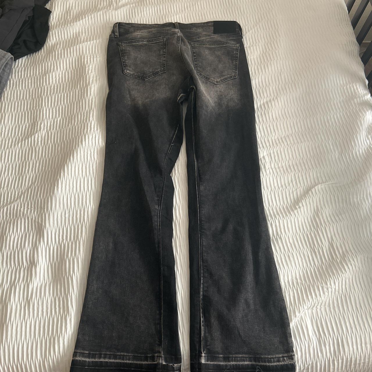 Black acid wash flare denim size 33 great quality - Depop