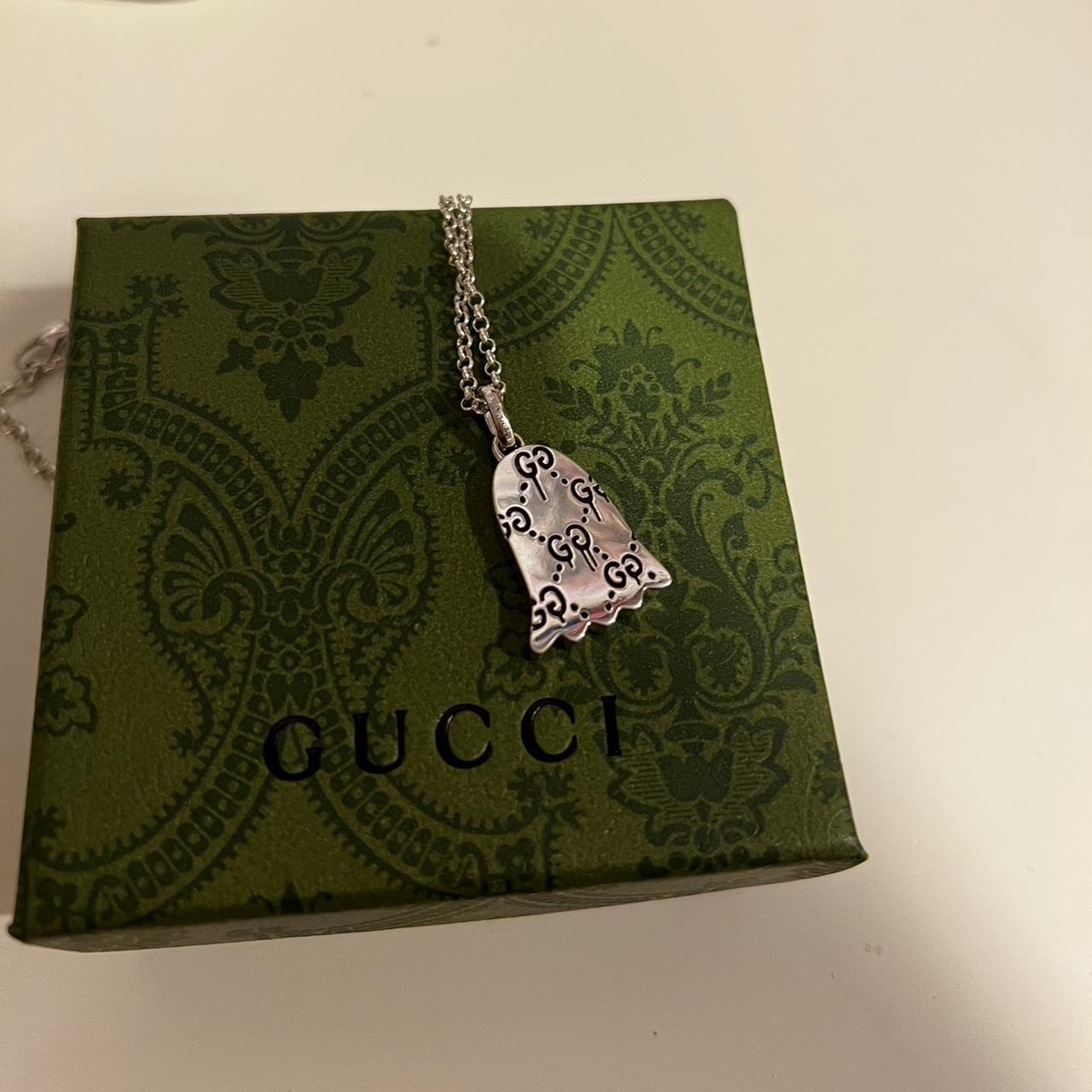 Gucci Ghost necklace Authentic, comes with box,... - Depop