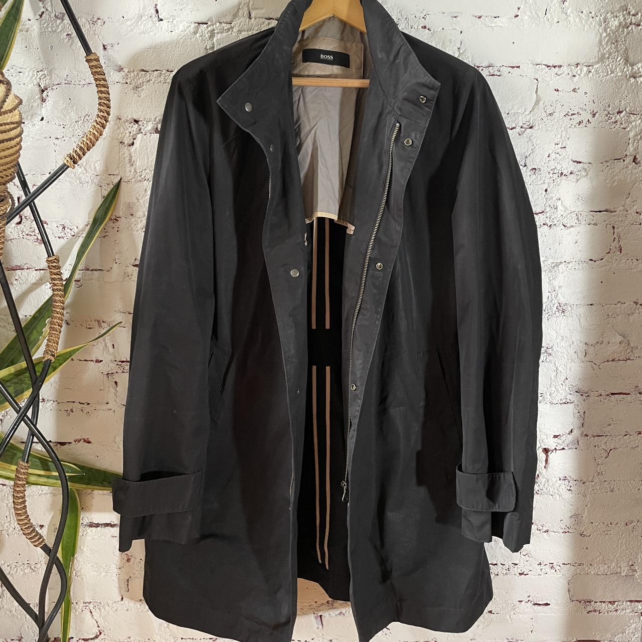 Vintage Hugo Boss Raincoat Medium with hidden rain... - Depop