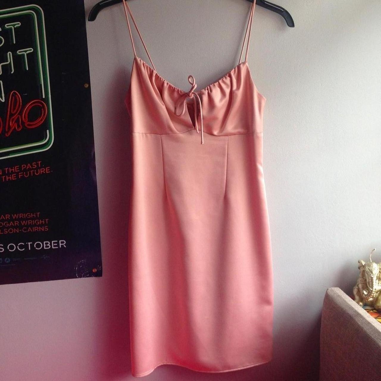 Satin pink slip dress, could dress it up for... - Depop