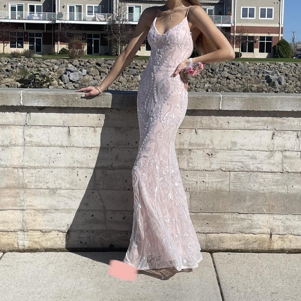 Pink sparkly prom dress Super cute and worn once... | Depop
