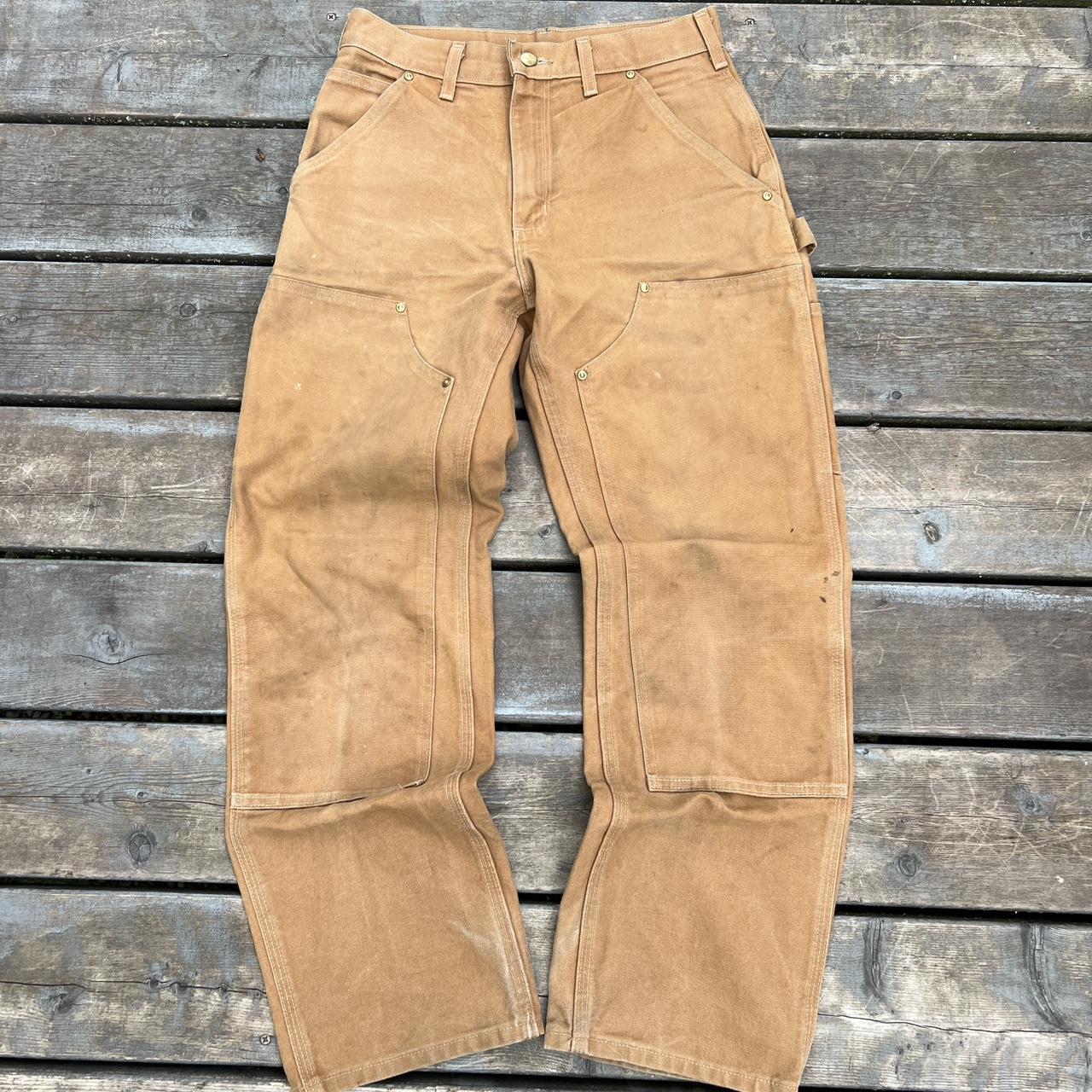 Carhartt double knees tan Size 28x30 Great fade all... - Depop