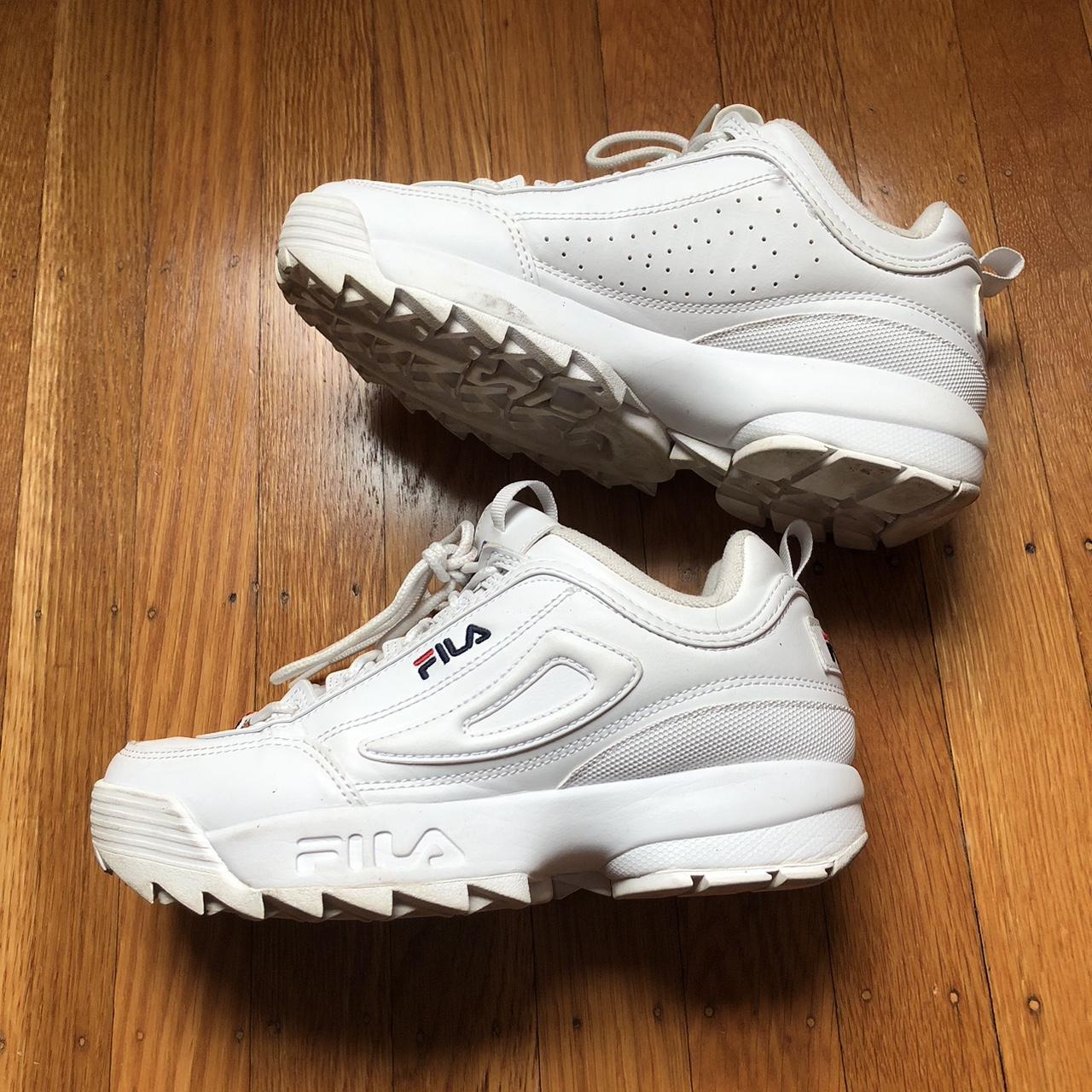 FILA chunky white sneakers, disruptor premium... - Depop