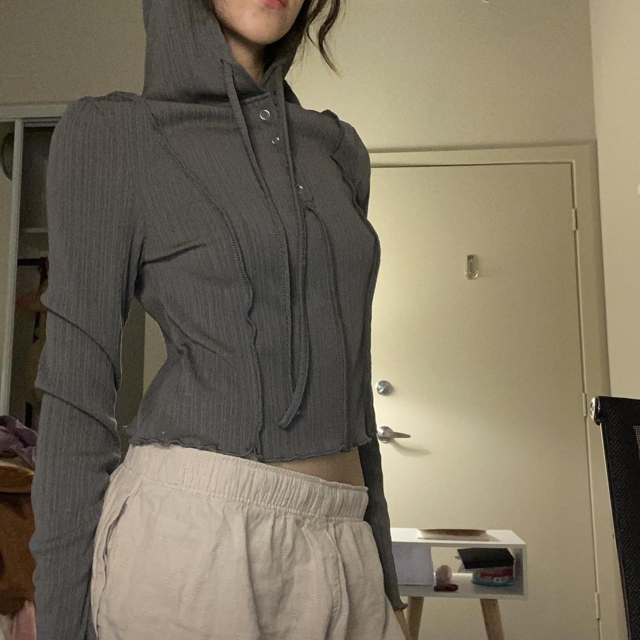 Can fit xs-m grey sweater with hoodie - Depop