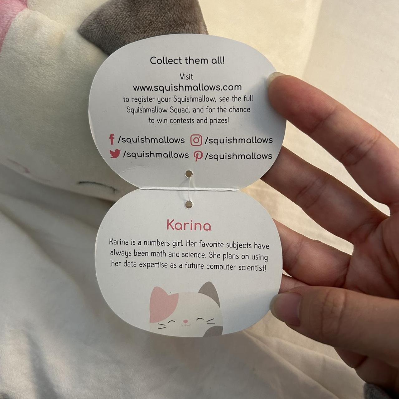 stackable squishmallow - karina • white cat with... - Depop