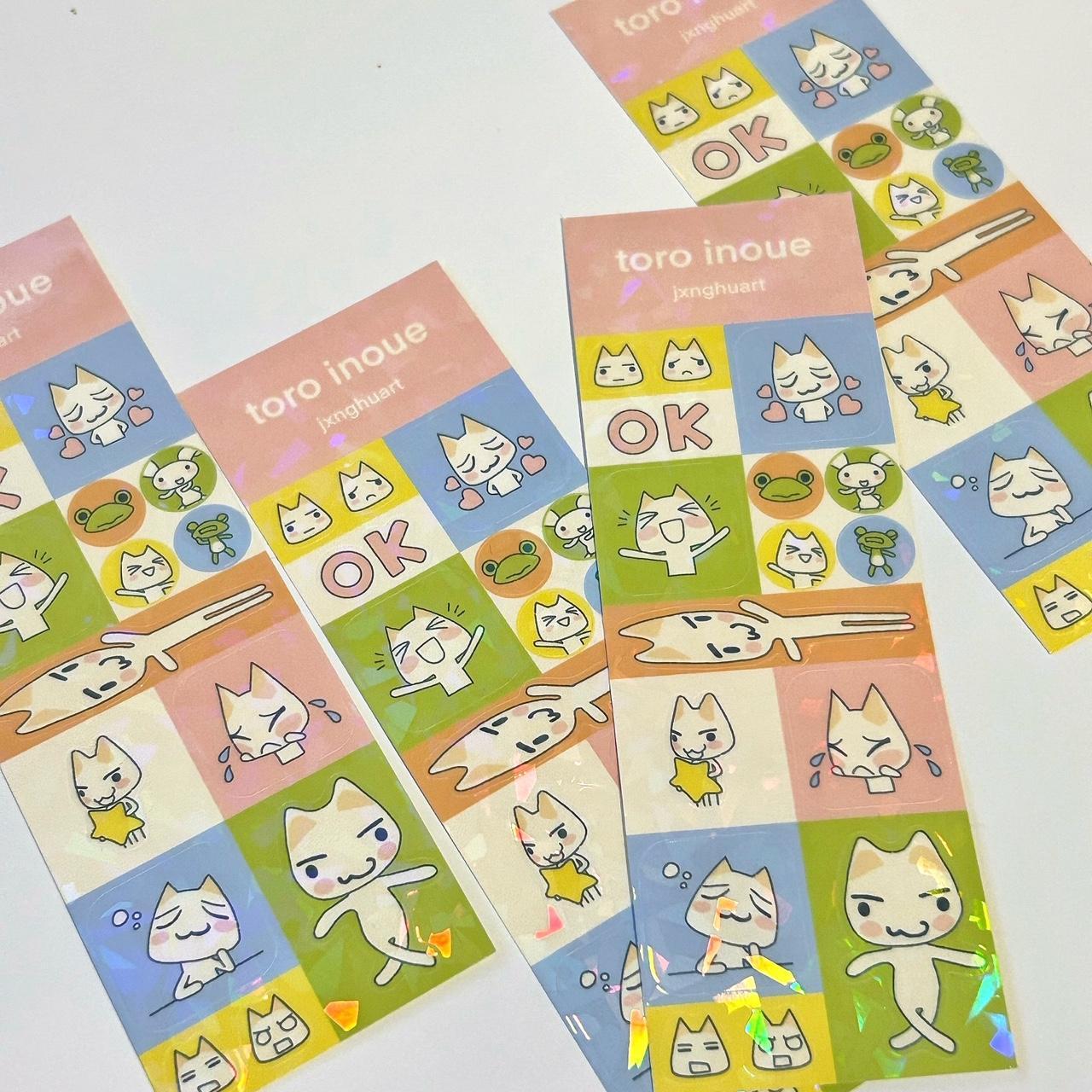 toro inoue holographic vinyl sticker sheet 🐱 • one... | Depop