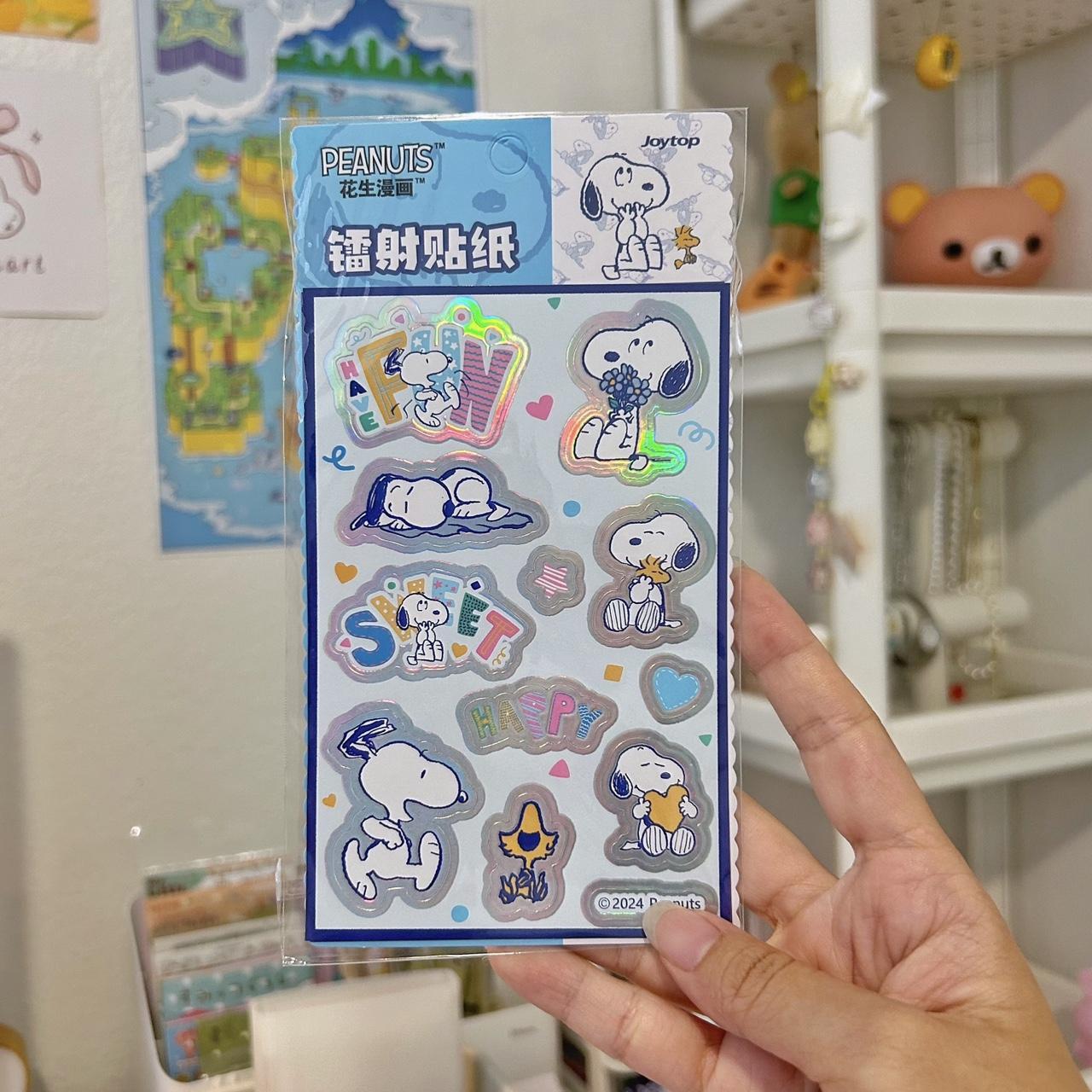 blue holographic Snoopy sticker sheet! tags:... - Depop