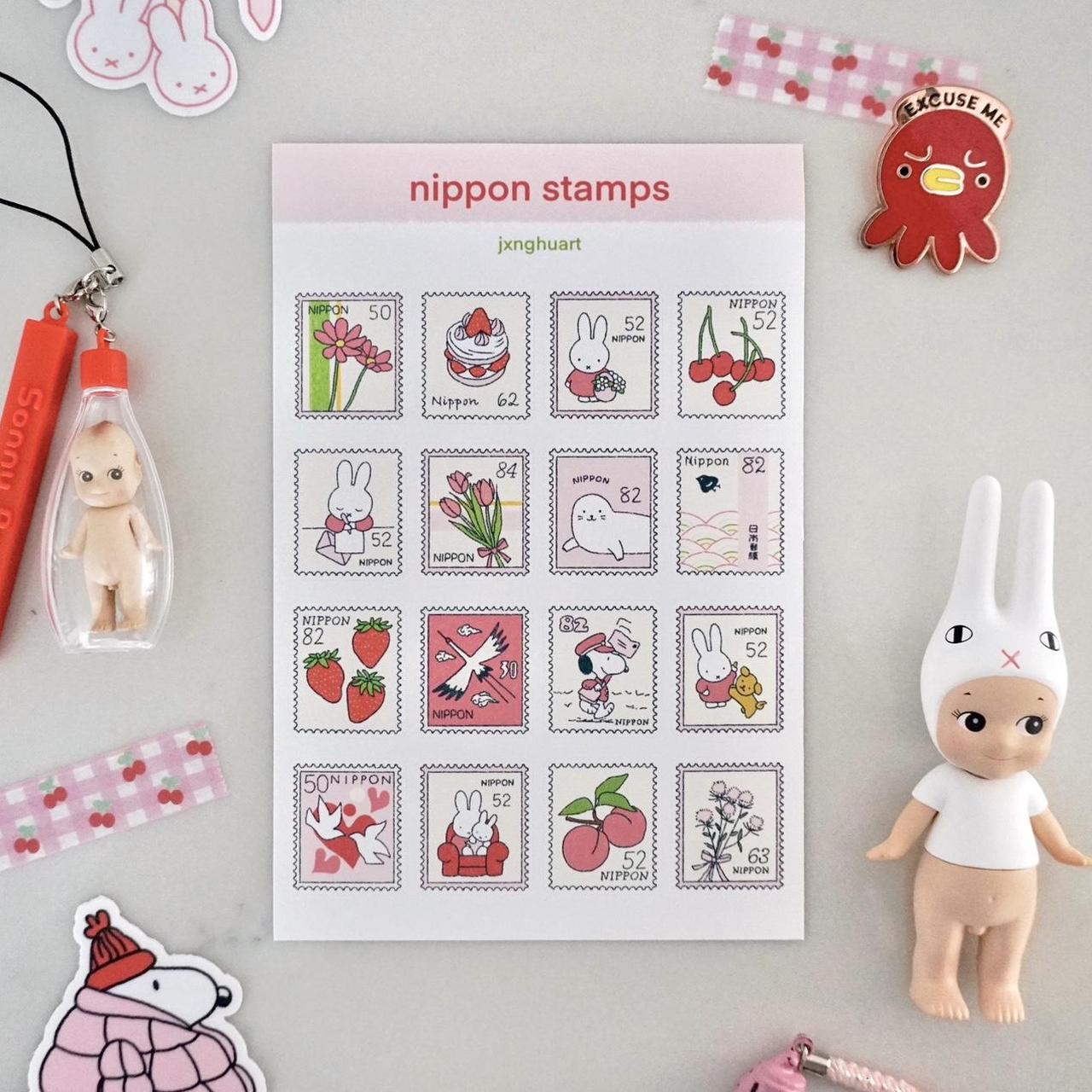 stamp sticker sheet • design inspired vintage... - Depop