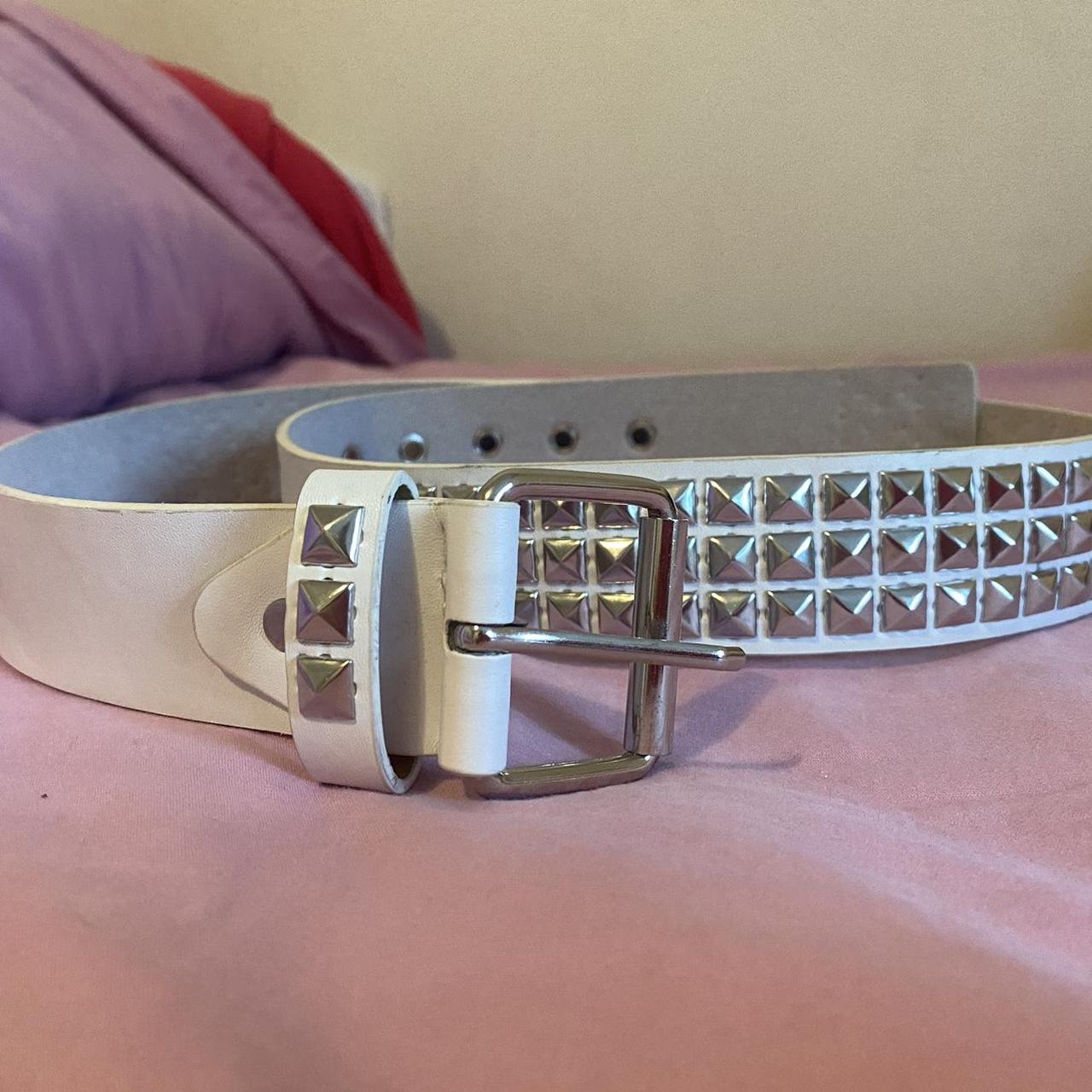 y2k studded belt!!!🤍🤍 probably a size small #y2k... - Depop