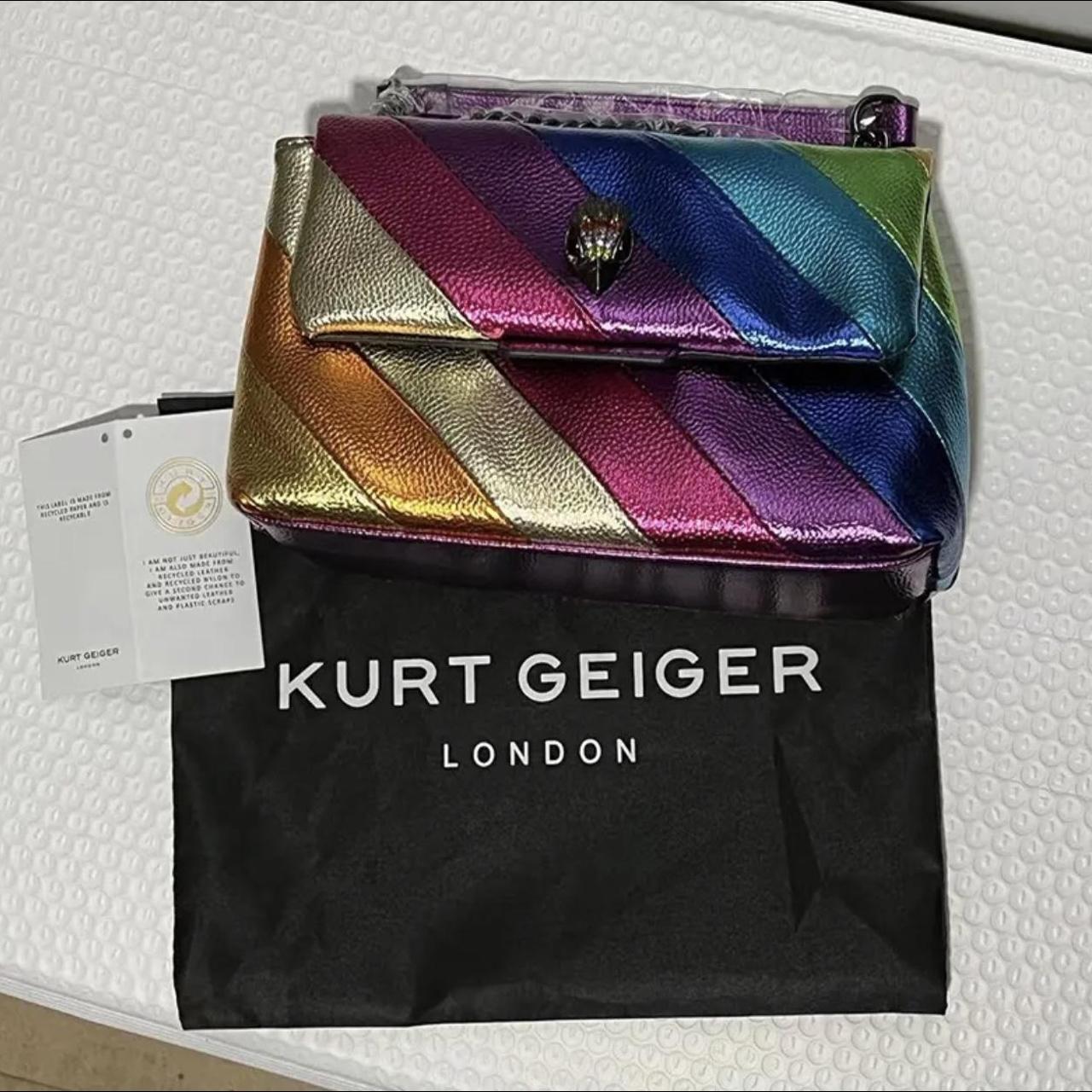 Kurt Geiger iconic diagonal rainbow sewn stripe... - Depop
