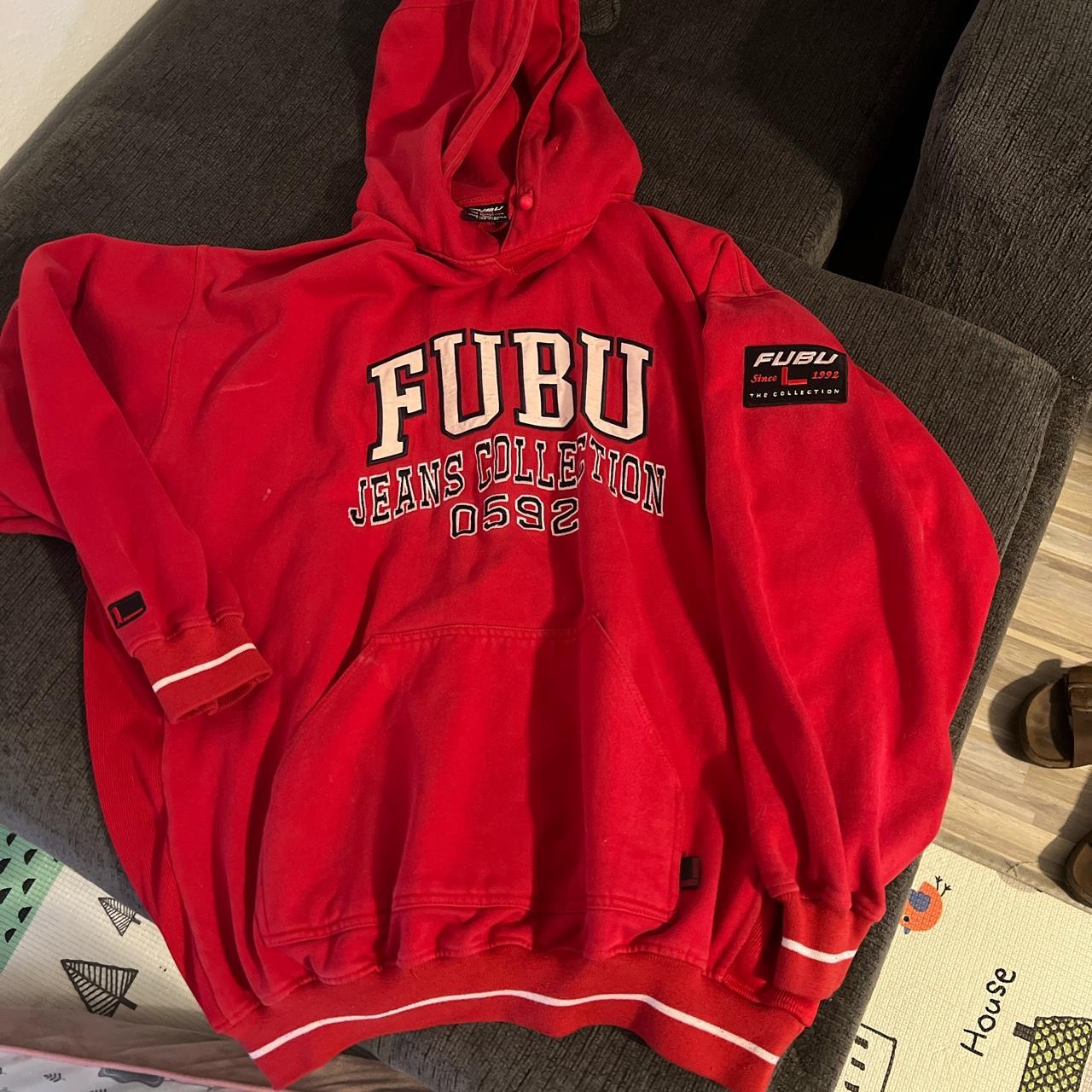 Red fubu jacket , basically brand new 👍 - Depop