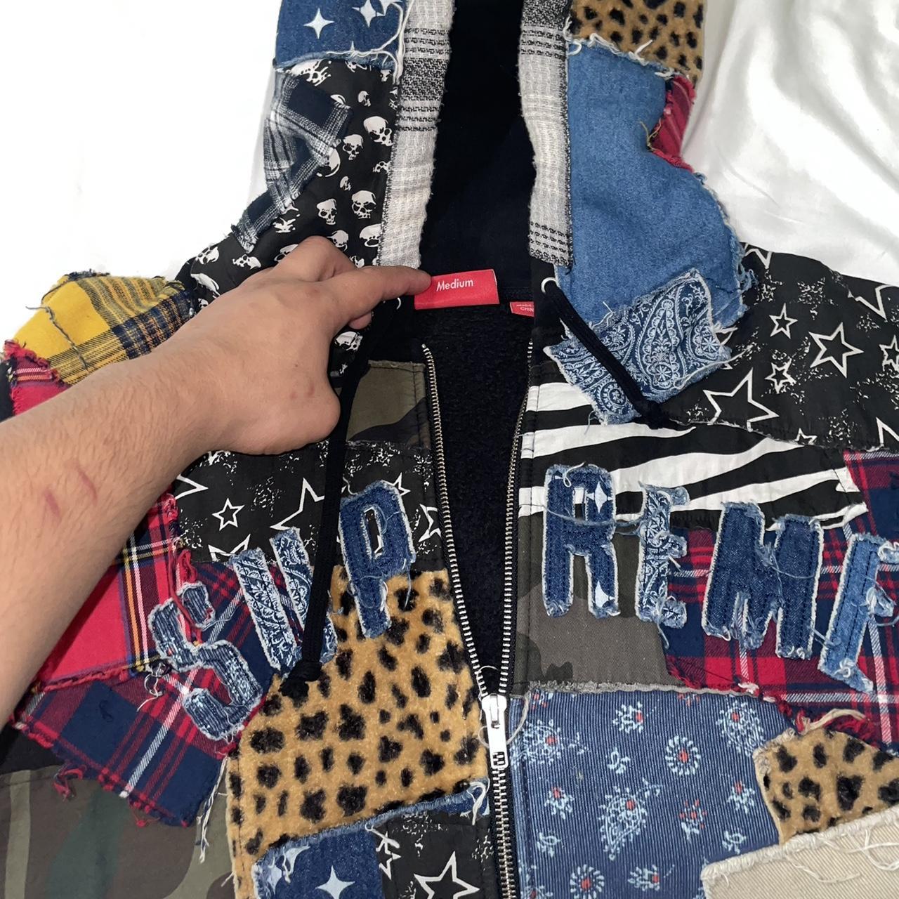 Supreme patchwork zip up hoodie. used once but still... - Depop
