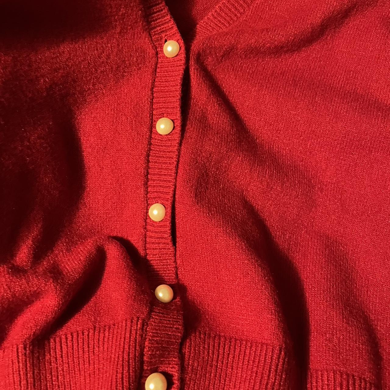 Nice red cardigan with pearl buttons from Venus - Depop