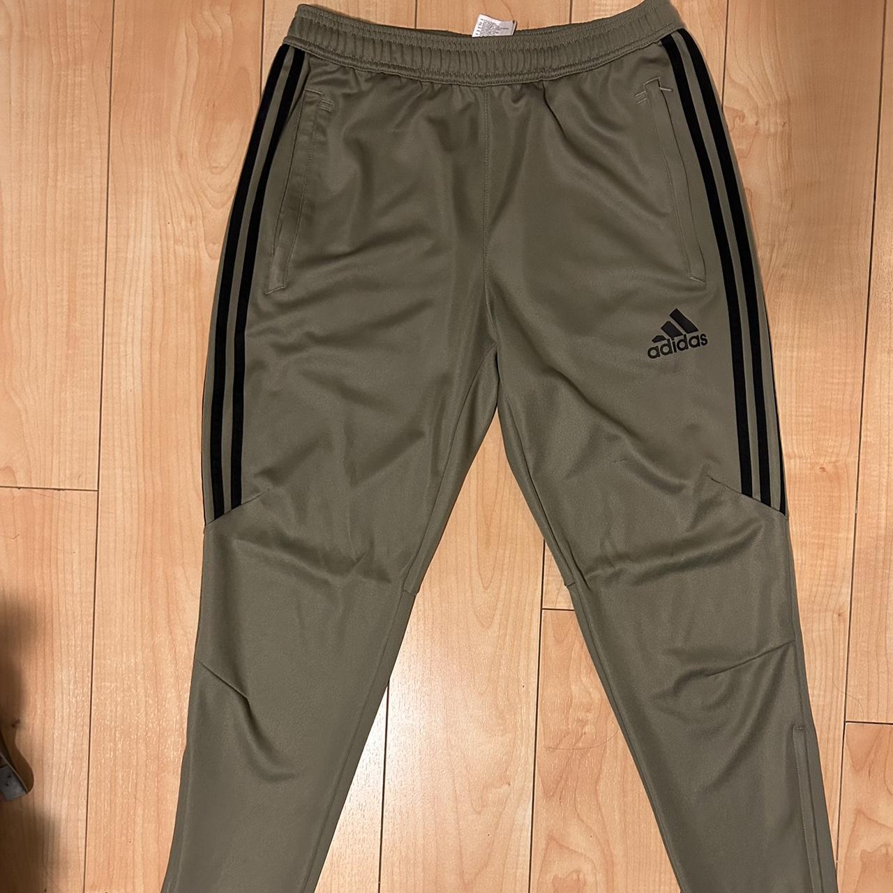 Olive Adidas Three Stripe Track Pants Adult Medium - Depop