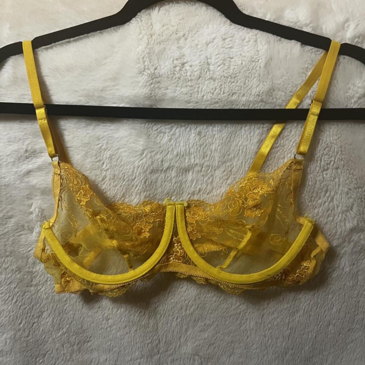 *ೃ༄ Yellow Lace Bra *ೃ༄ -Size S also can fit a... - Depop