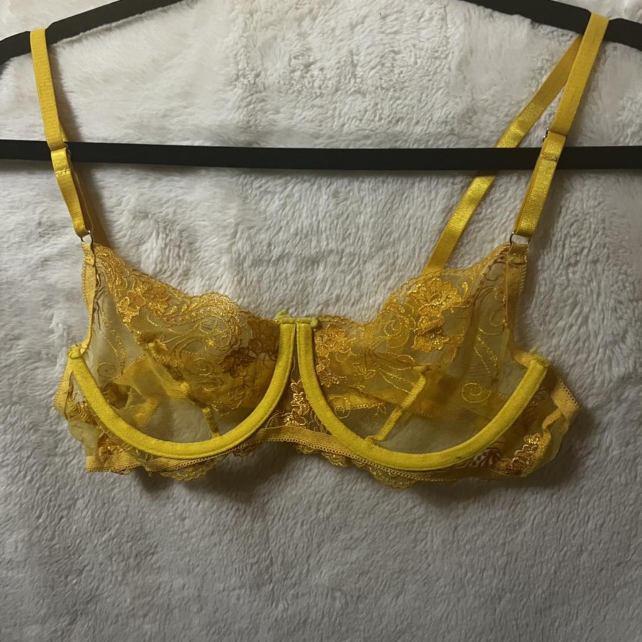 *ೃ༄ Yellow Lace Bra *ೃ༄ -Size S also can fit a... - Depop