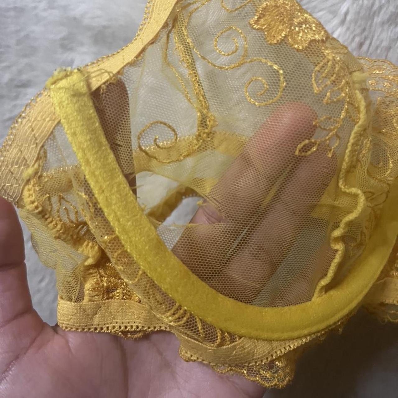 *ೃ༄ Yellow Lace Bra *ೃ༄ -Size S also can fit a... - Depop