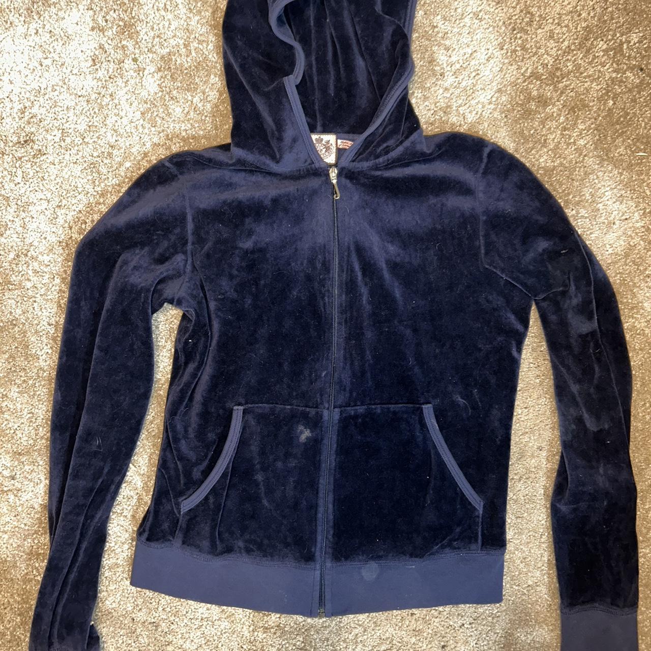 Navy blue OG Juicy Couture velour track jacket. This... - Depop