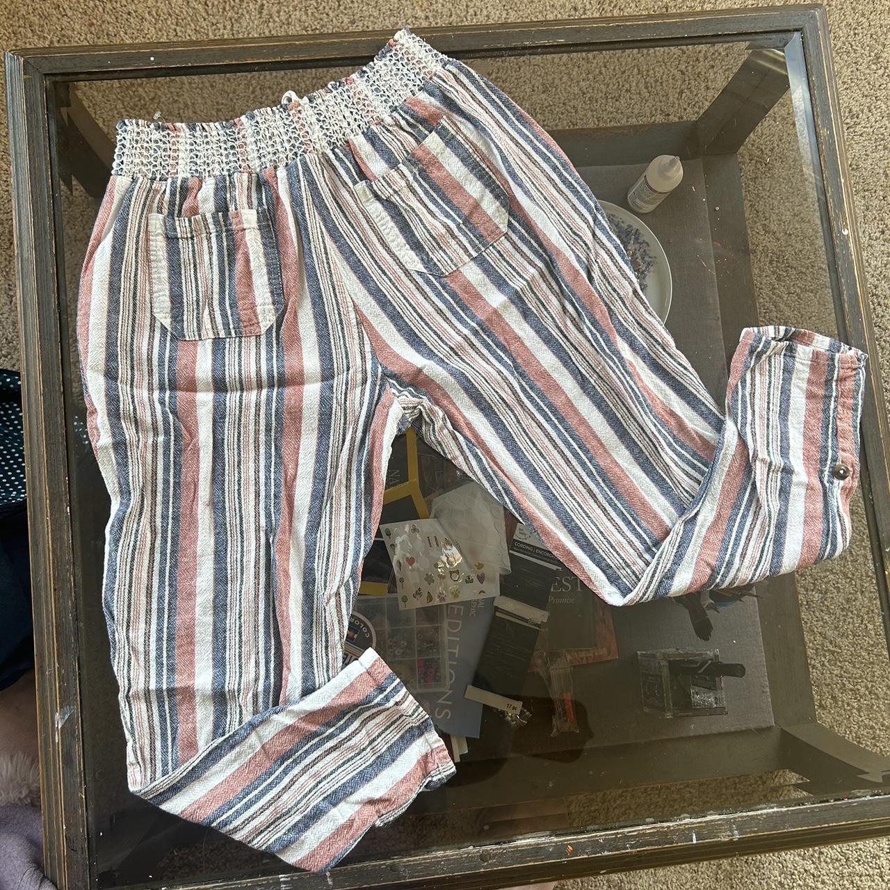 Rewash, linen boho hippie pants, high waisted with a... - Depop