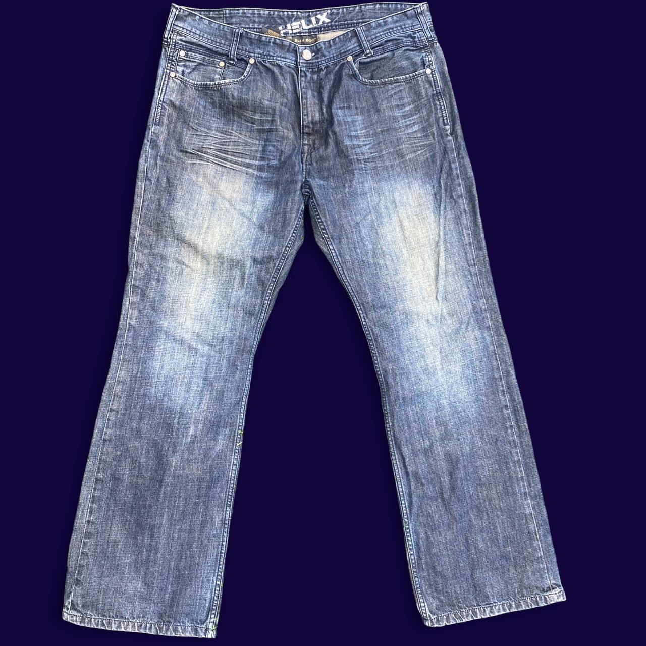 Y2K Helix slim boot cut jeans with a faded finish... | Depop