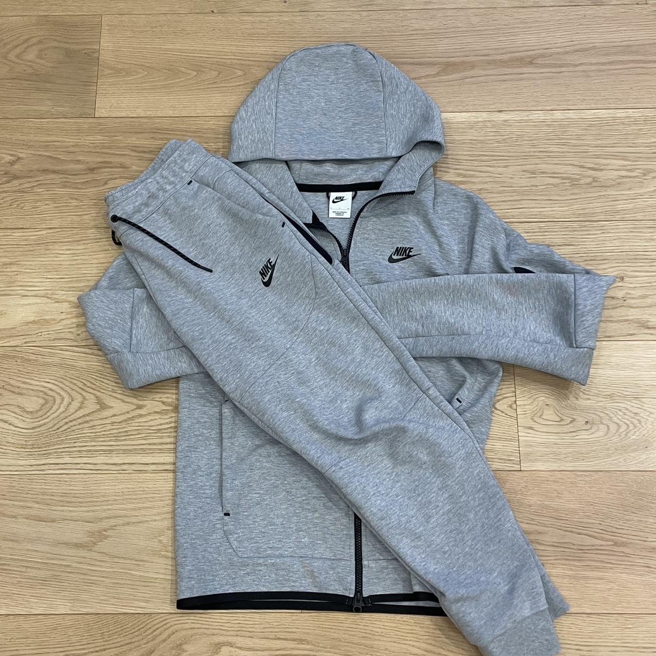 Grey Nike Tech Fleece hoodie and joggers tracksuit... - Depop
