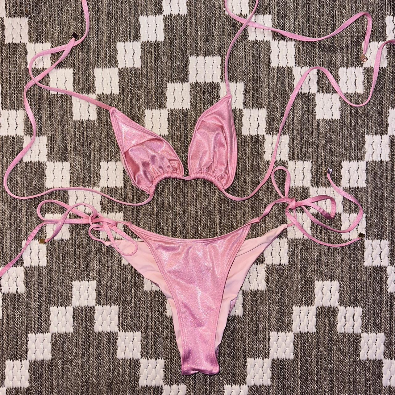 Esty bikini mermaid sparkling baby pink size medium... | Depop