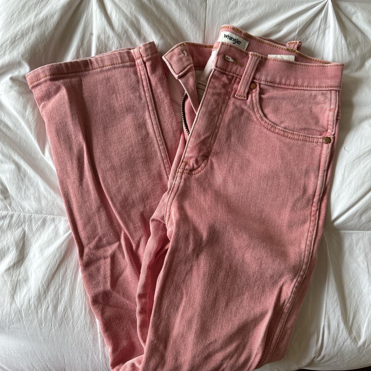 Size 26 pink wrangler jeans! 28 inch inseam, hit... - Depop