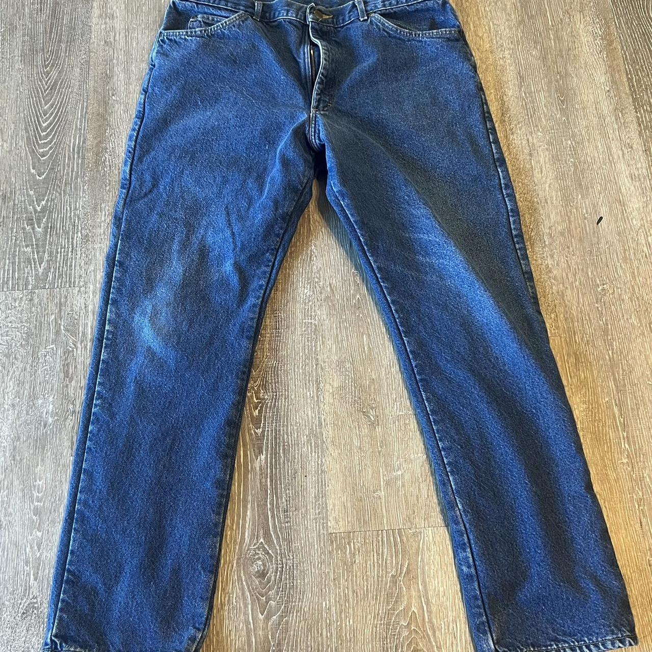 Vintage L.L.Bean red flannel lined demon jeans. Size... - Depop