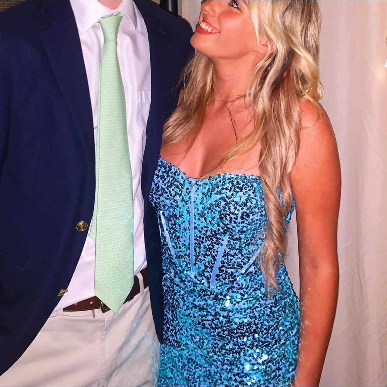 Hello Molly blue sequins mermaid style dress!... - Depop