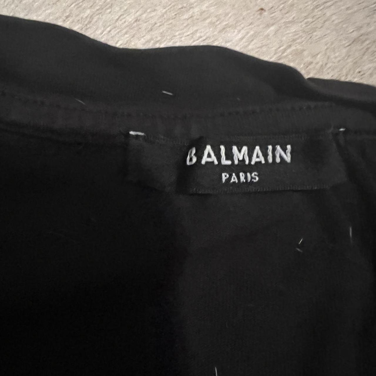 Balmain Tee Corner Logo Worn Collar damage Fits... - Depop