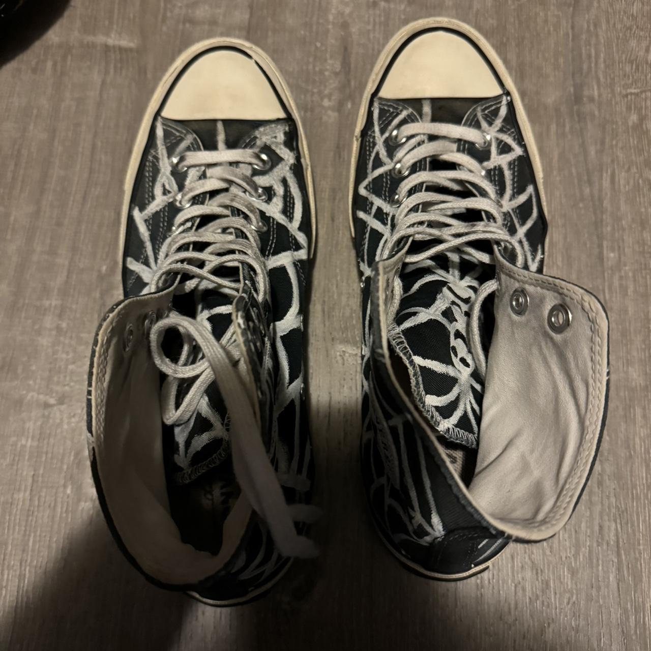 Custom Spider web Converse sneakers hightop - Depop